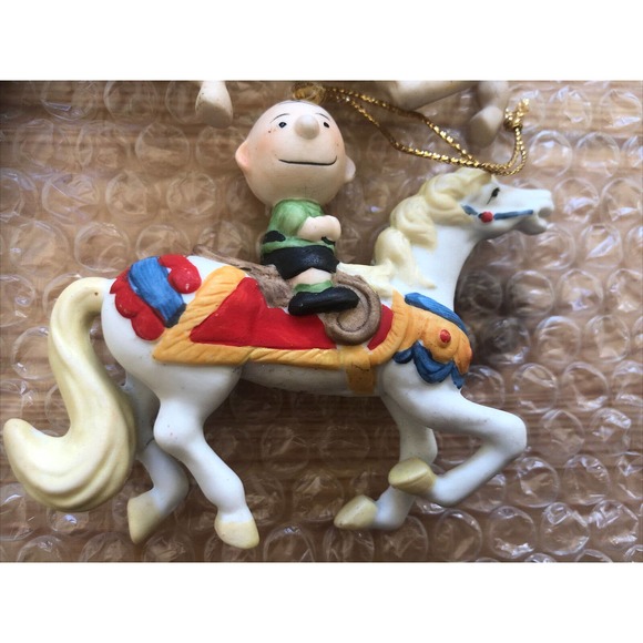 Peanuts | Holiday | 96s Peanuts Porcelain Carousel Horse Ornaments ...